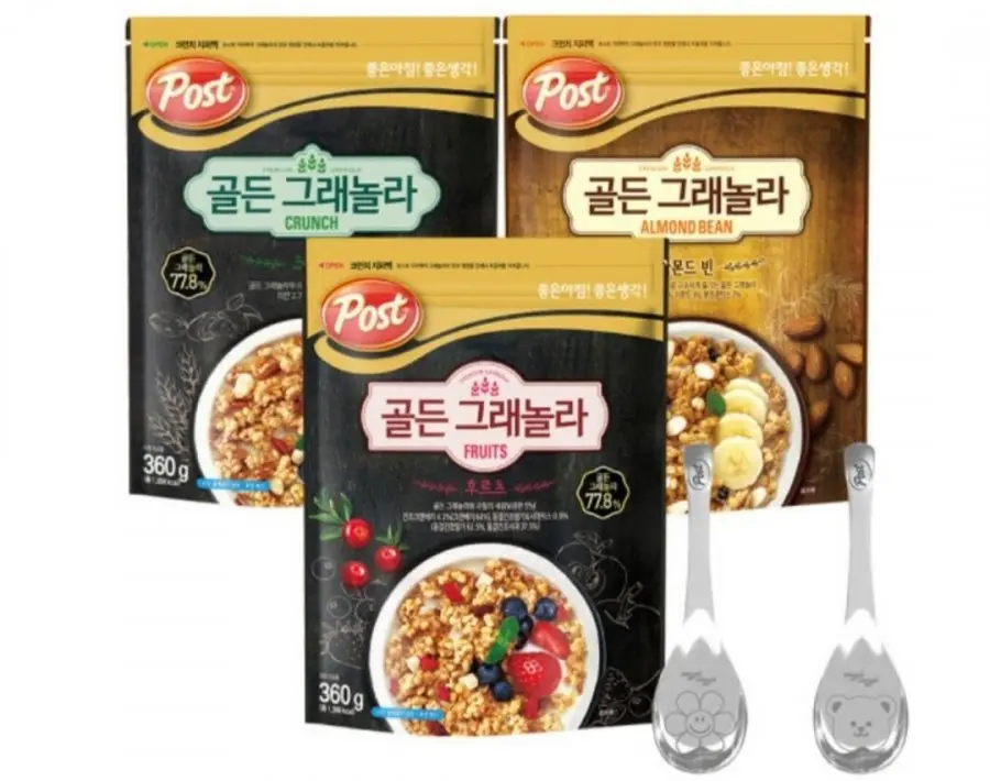 포스트 골든 그래놀라 360g 3개(후르츠/크런치/아몬드빈)+위글위글 스푼세트 (13,390원/무료) - #뽐뿌핫딜 - cafenono