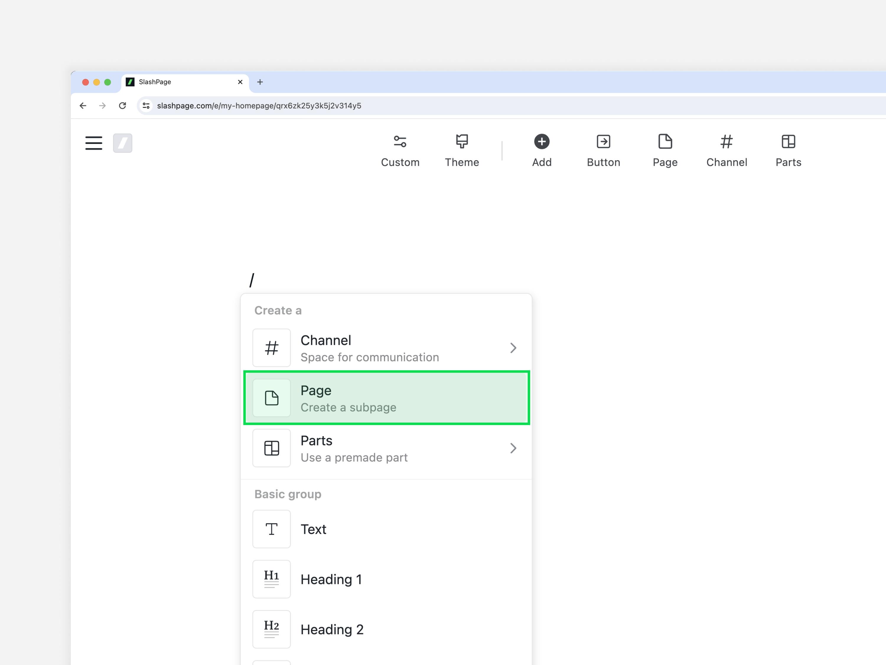 Add page - Slashpage Help Center