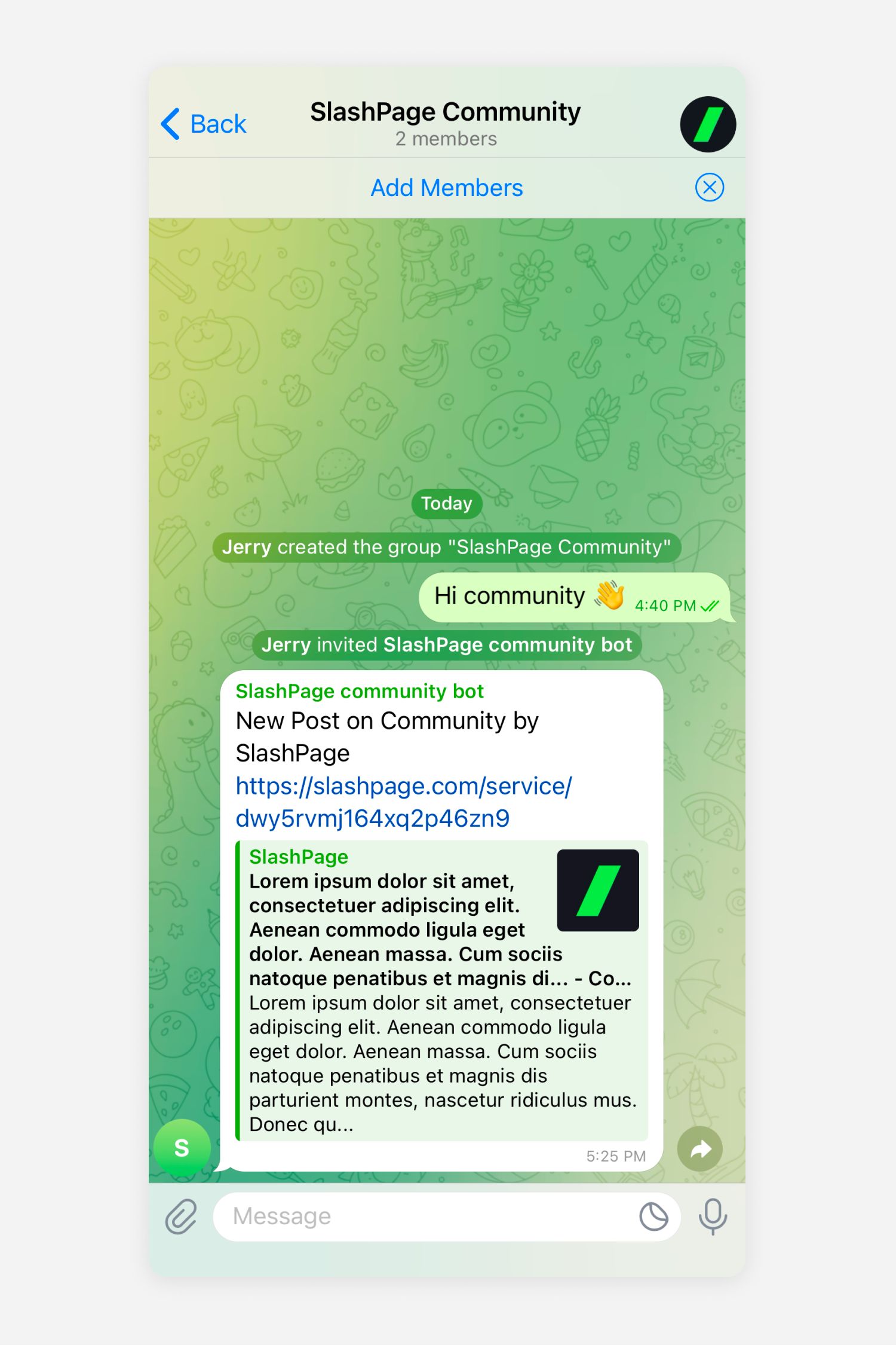 Telegram integration (Beta feature) - Slashpage Help Center