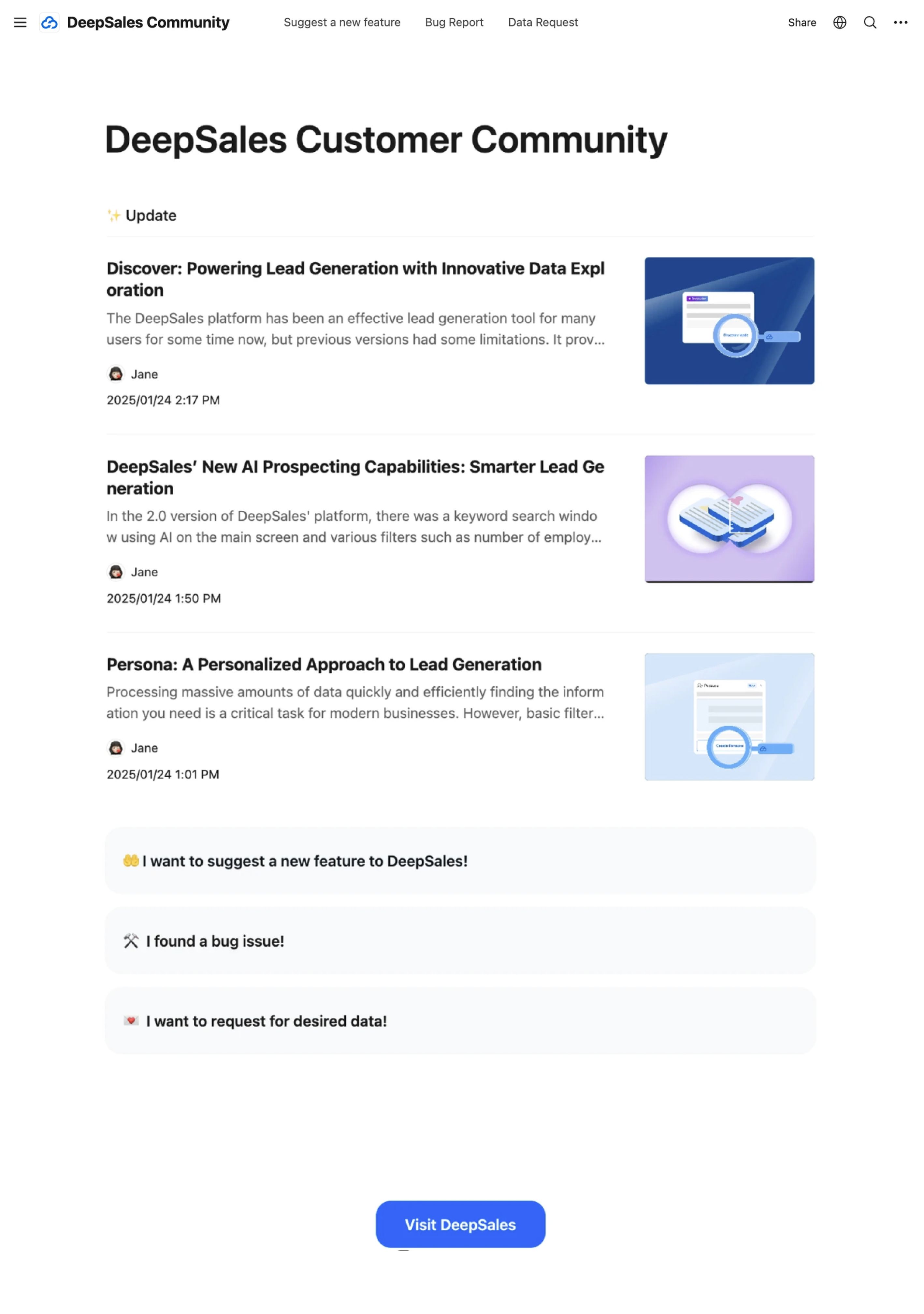 DeepSales Customer Community - ShowCase - slashpage