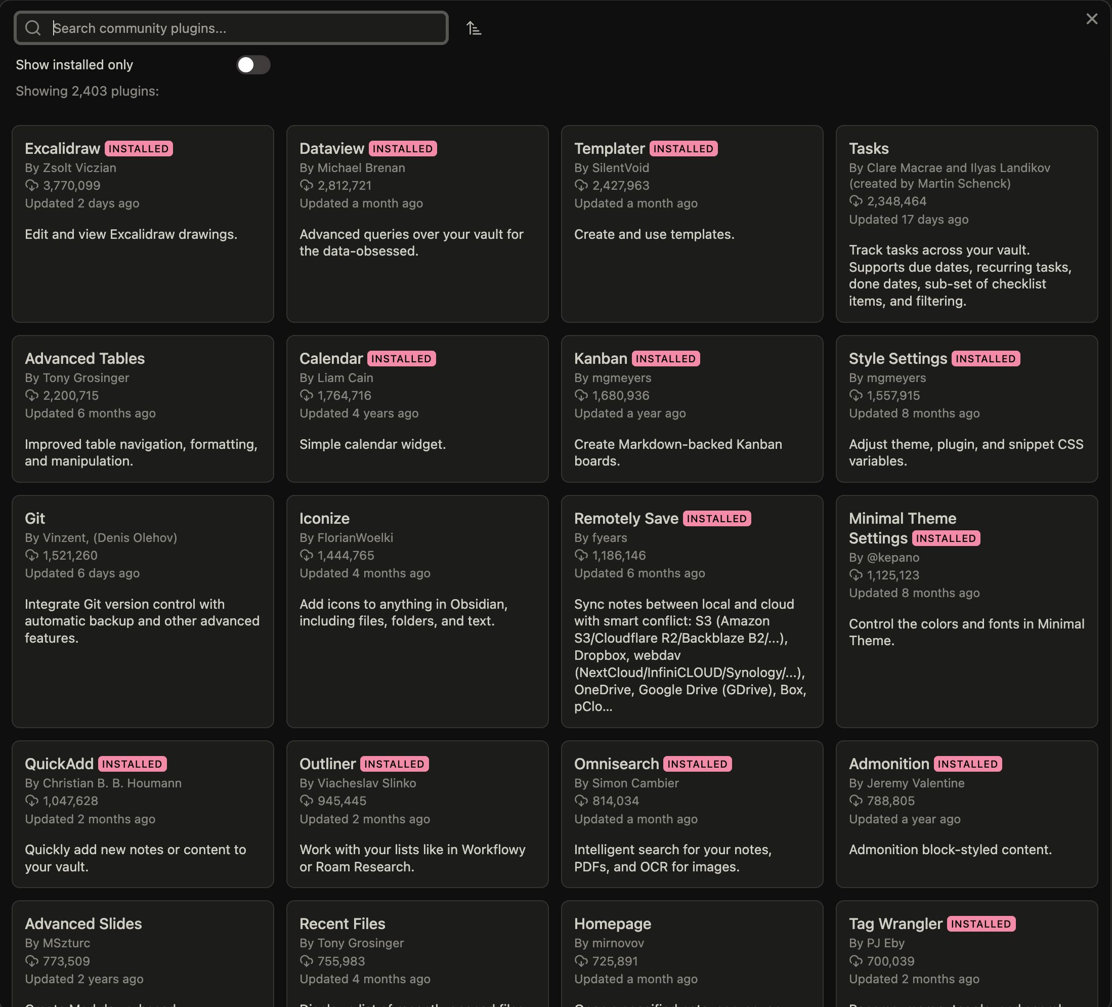 Obsidian 필수 플러그인 (36개) - CMDS Obsidian Settings - CMDS Materials